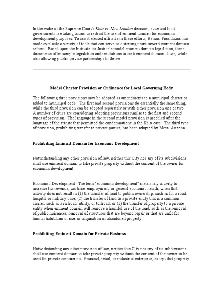 Model Charter Provision or Ordinance For Local Governing Body | PDF ...
