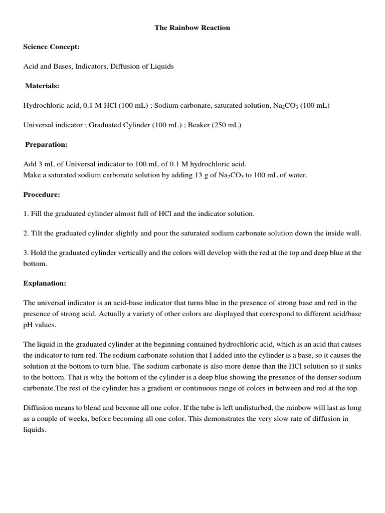 The Rainbow Reaction | PDF
