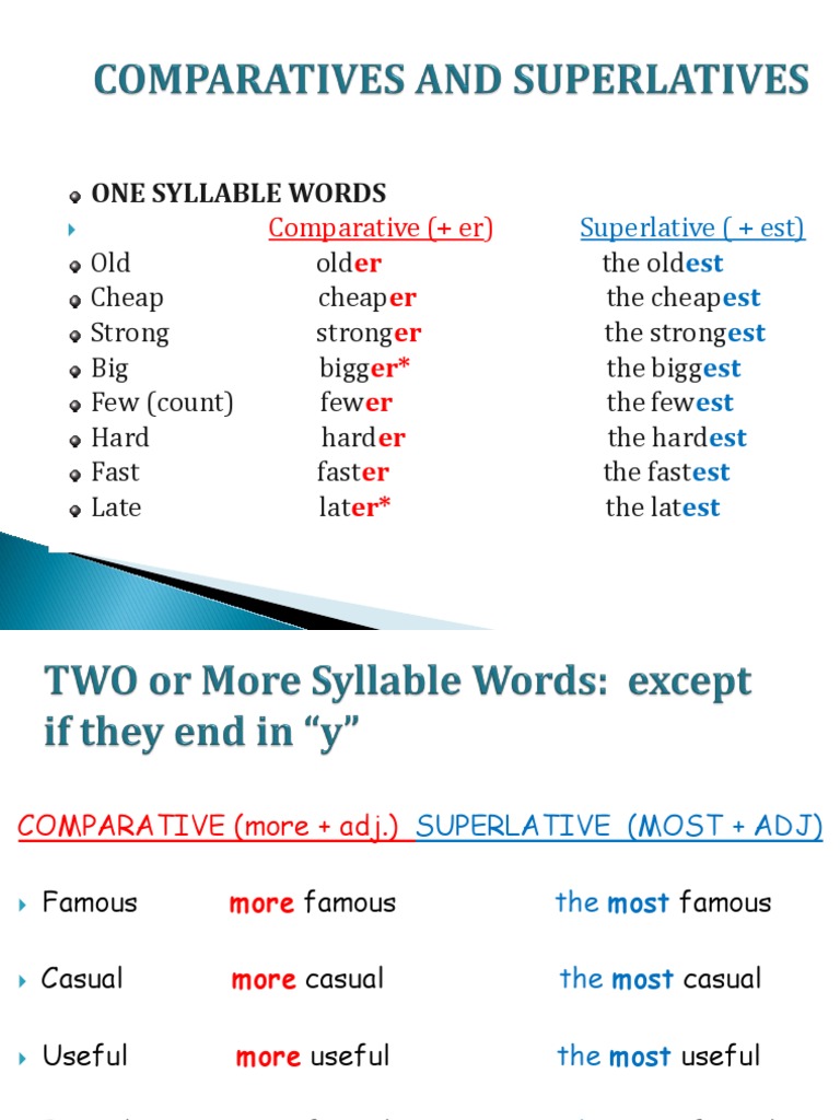 Comparatives and Superlatives Intermediate Level | Download Free PDF | Adjective | Semantic Units