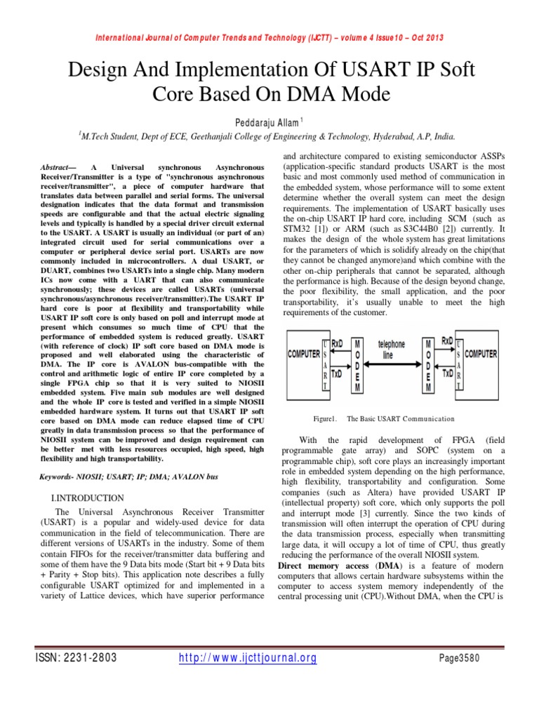 Design and Implementation of USART IP Soft Core Based On DMA Mode | PDF | Field Programmable ...