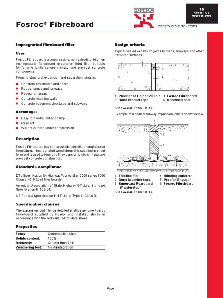 Fosroc Fibreboard 0606 | PDF | Specification (Technical Standard ...