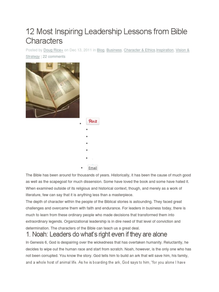 12 Most Inspiring Leadership Lessons From Bible Characters | PDF ...