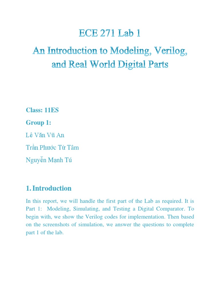 (ECE271) (11ES) (Group 1) Report Lab 1 | PDF | Electronics | Areas Of Computer Science