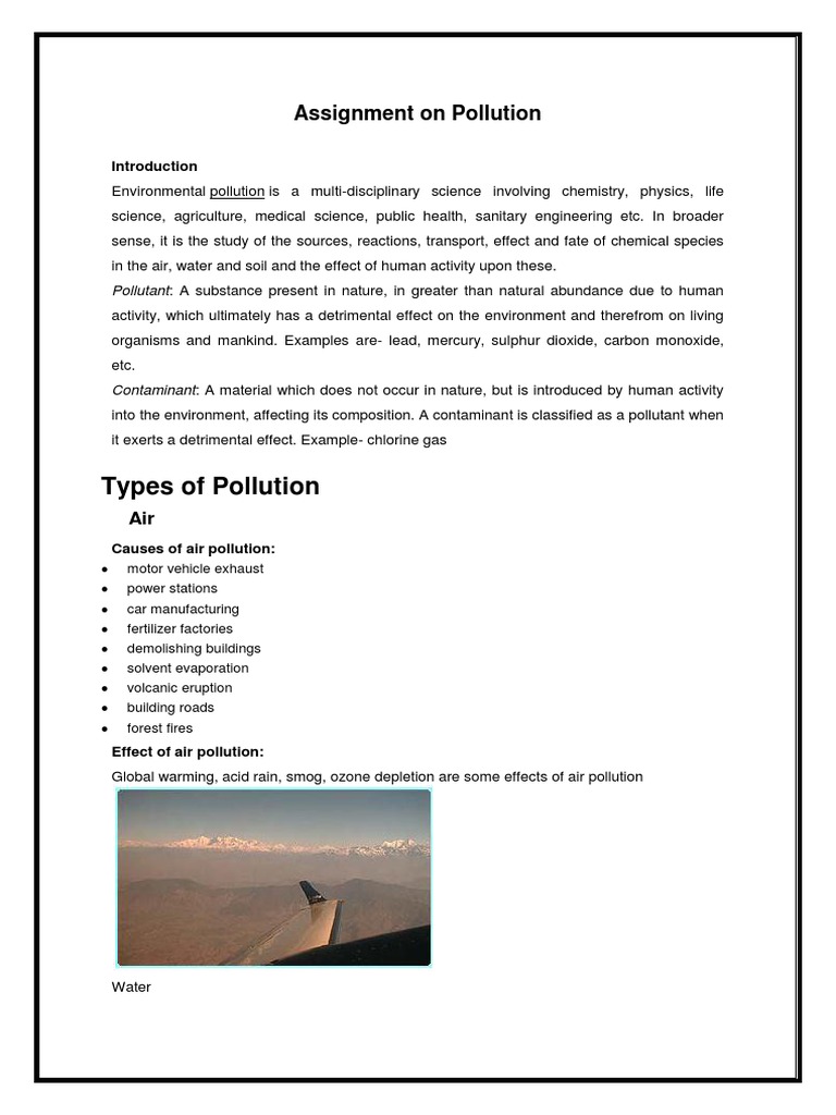 Assignment On Pollution | PDF | Greenhouse Effect | Chlorofluorocarbon