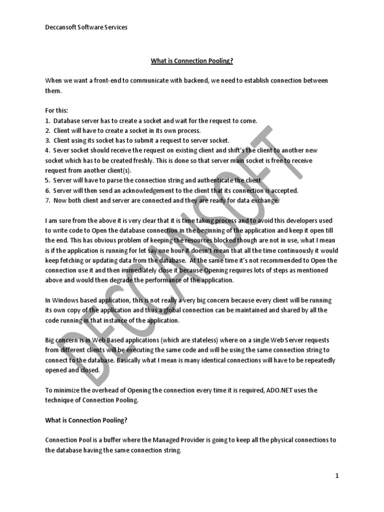What Is Connection Pooling | PDF | Network Socket | Client (Computing)