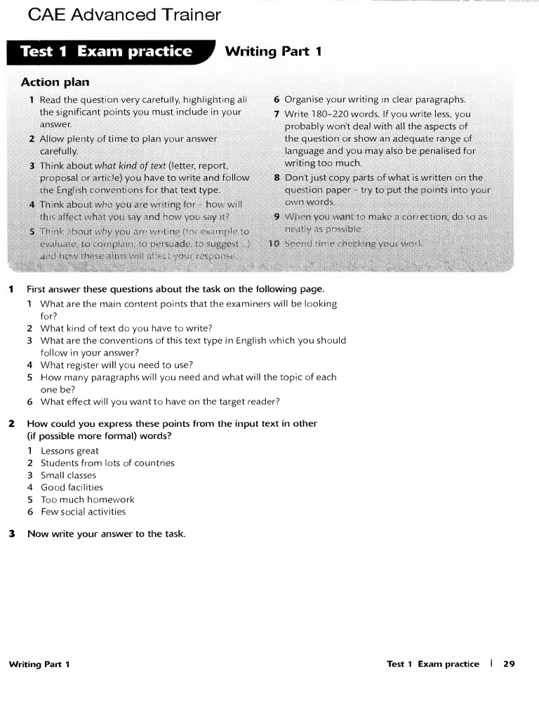 CAE Trainer Test 1 Writing PDF | PDF