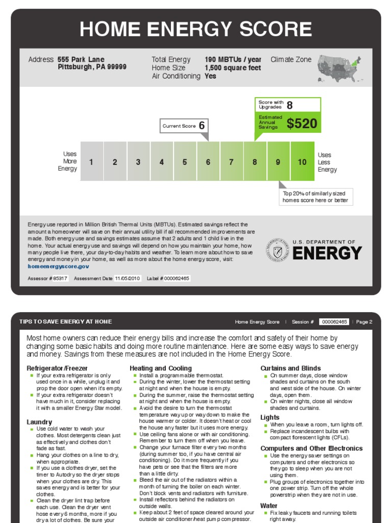 Home Energy Score | Download Free PDF | Clothes Dryer | Efficient ...