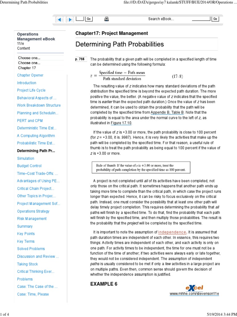 Project Management - Determining Path Probabilities | Download Free PDF ...