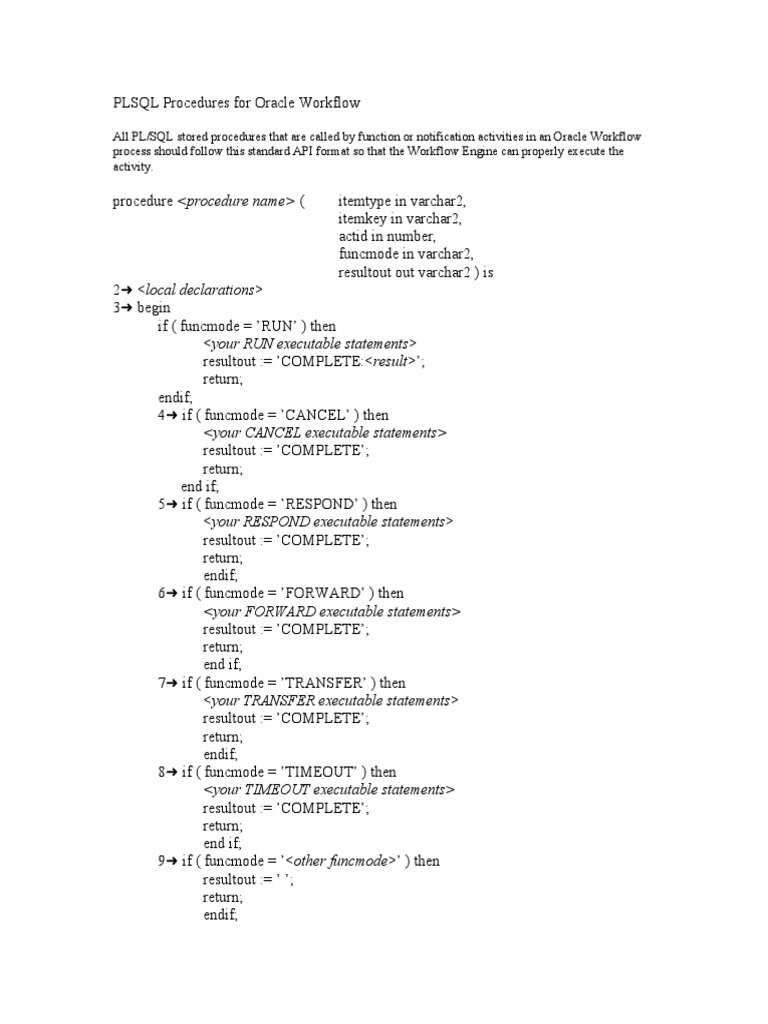 PLSQL Procedures For Oracle Workflow | PDF | Pl/Sql | Oracle Database