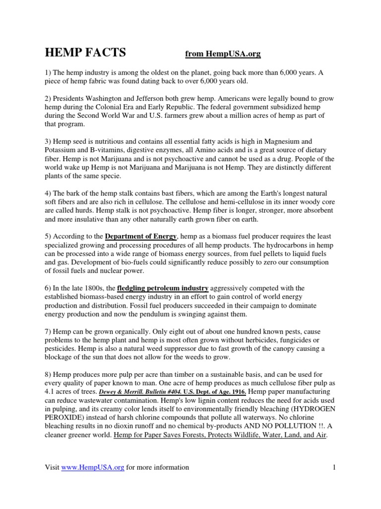 Hemp Facts | PDF | Hemp | Paper