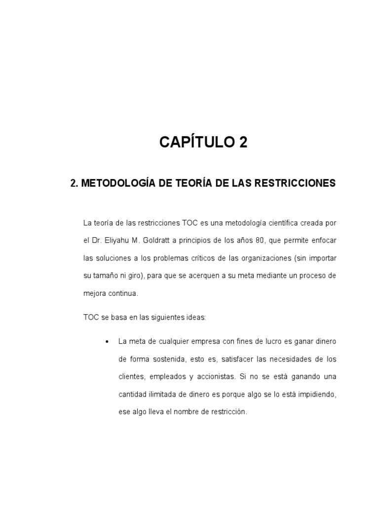 Capítulo 2 Metodología de Teoría de Las Restricciones | PDF | Unión Europea | Mercado (economía)