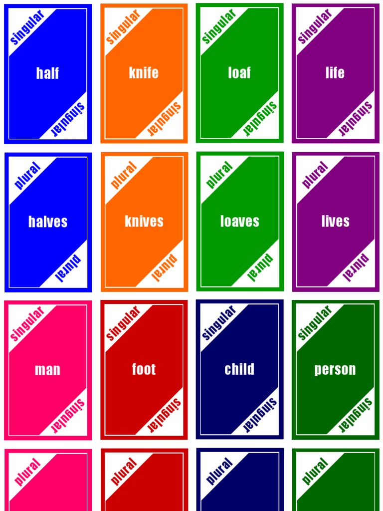 Irregular Plural Nouns Card Game | PDF