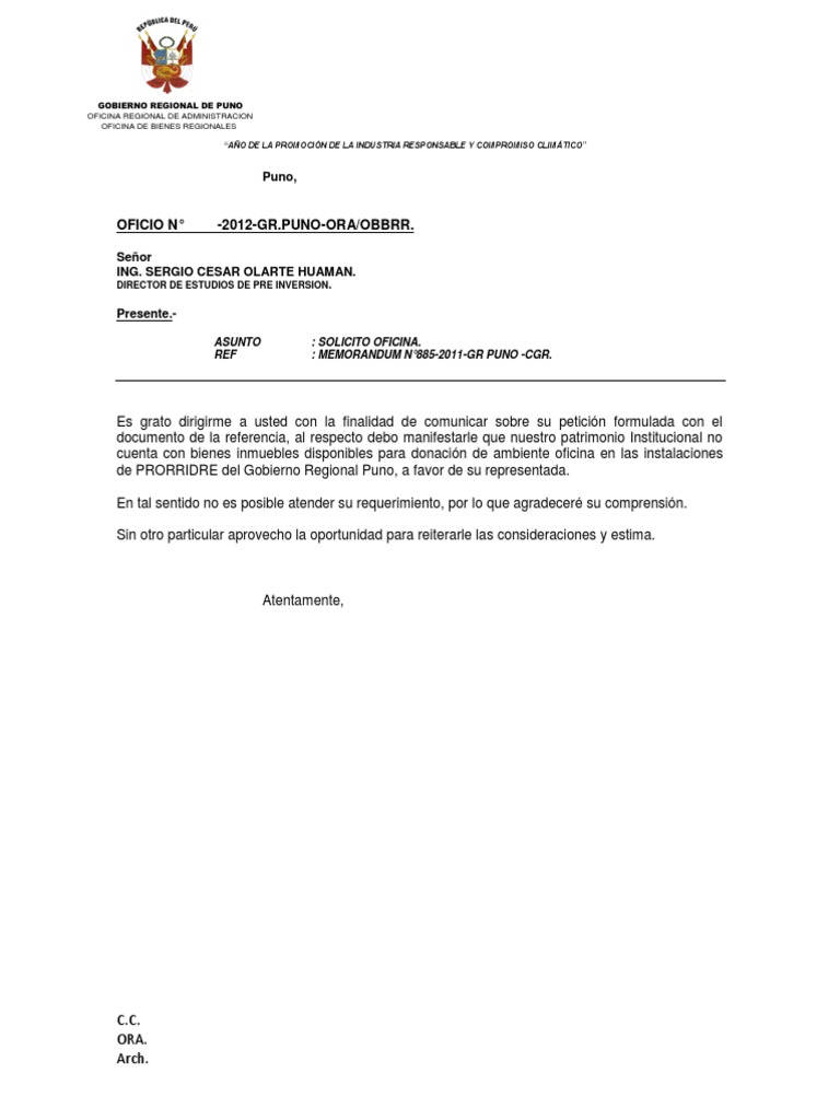 Modelo Oficio | PDF | Perú | Política (general)
