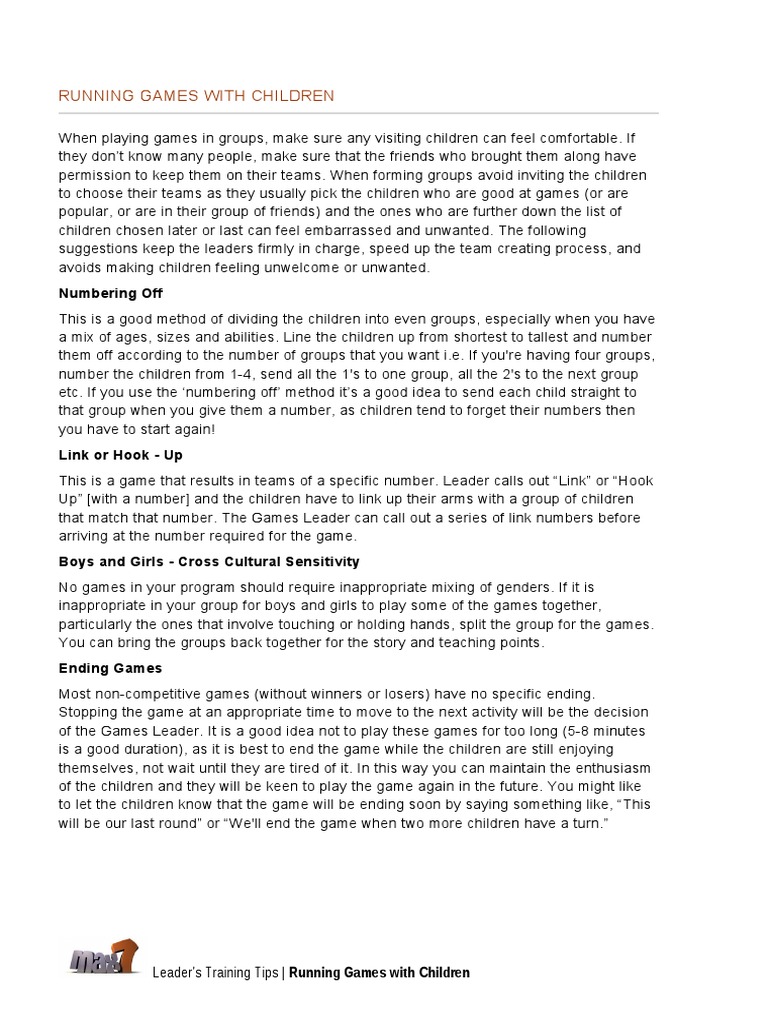 Running Games With Children | PDF