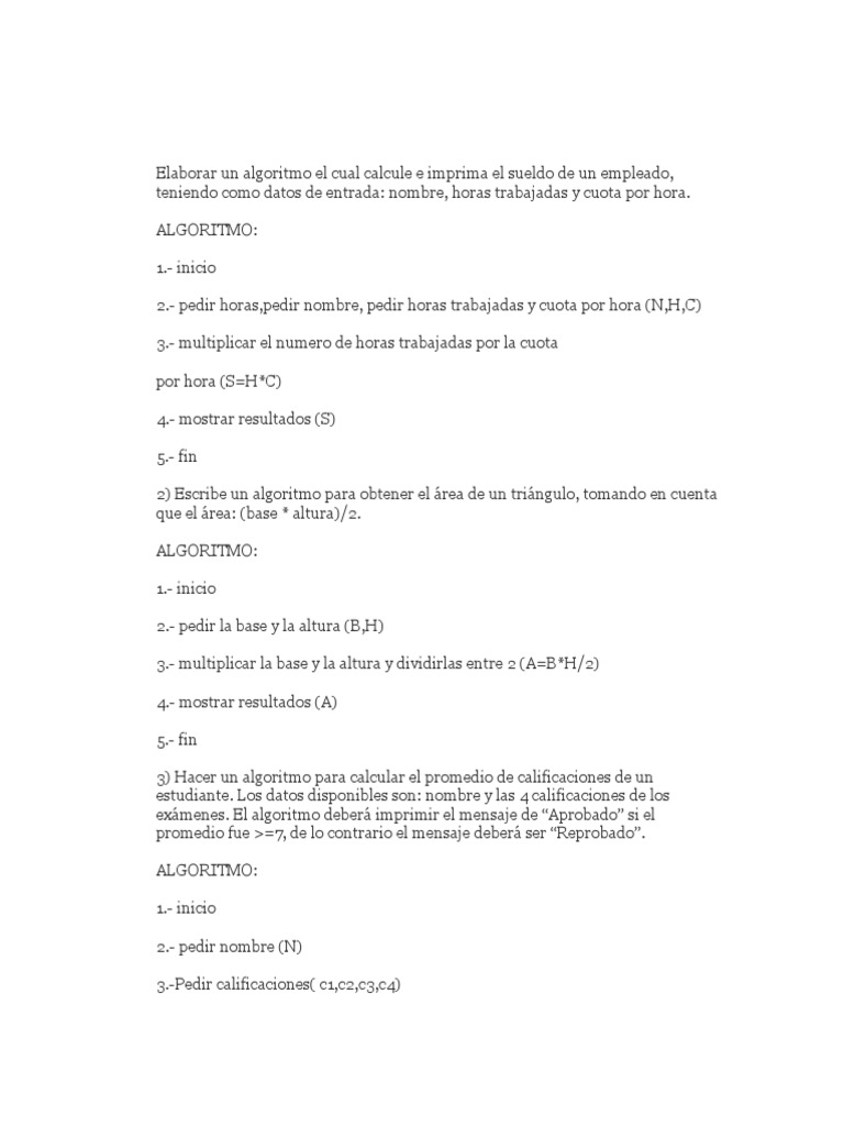 Algoritmos (Ejemplos) | PDF | Algoritmos | Science