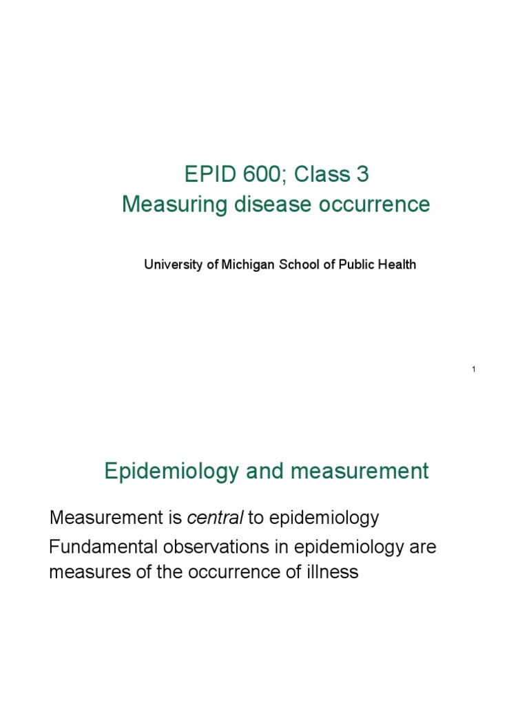 Epid 600 Class 3 Disease Occurence | PDF | Incidence (Epidemiology ...