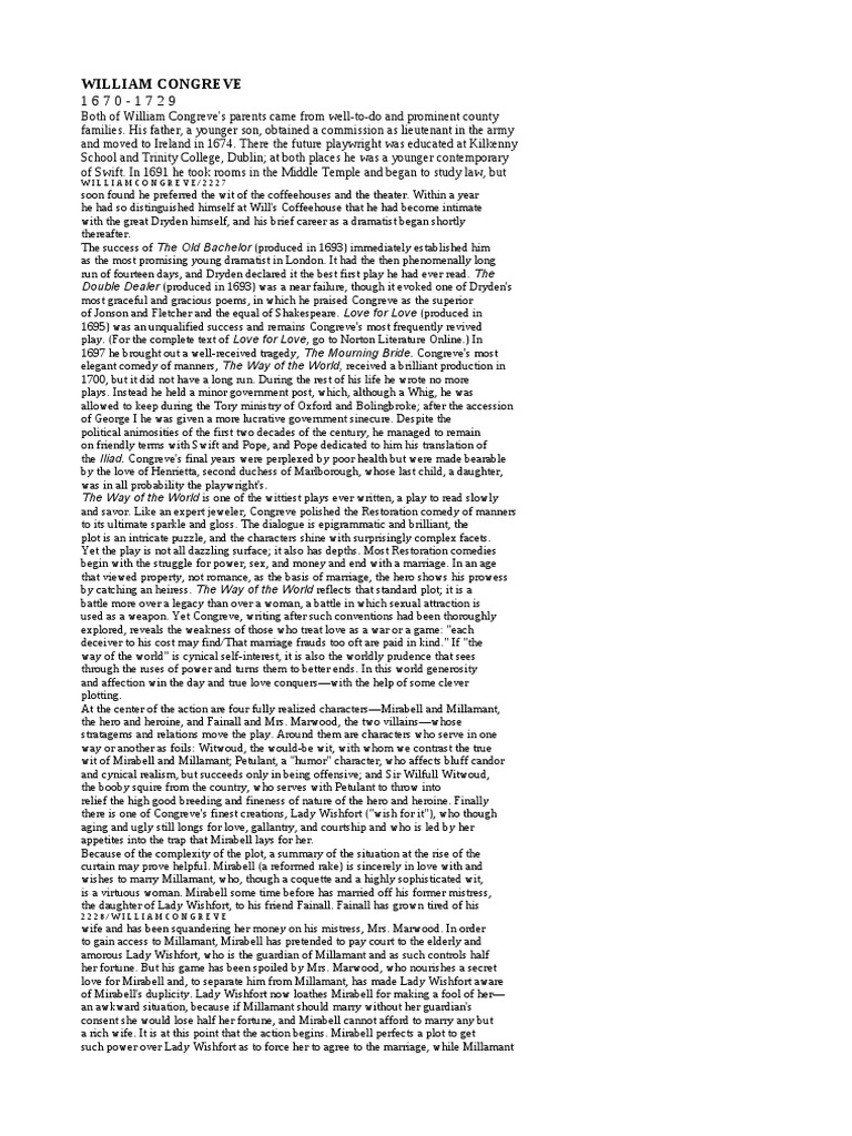 William Congreve | PDF