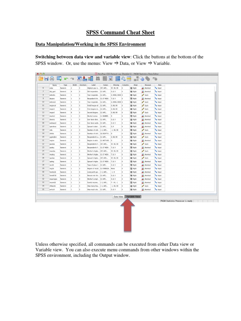Spss Command Cheat Sheet | Download Free PDF | Spss | Categorical Variable