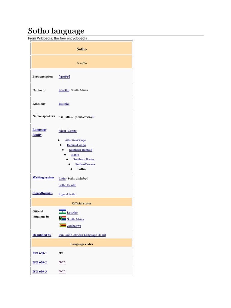 Sotho Language | Phonology | Linguistic Typology