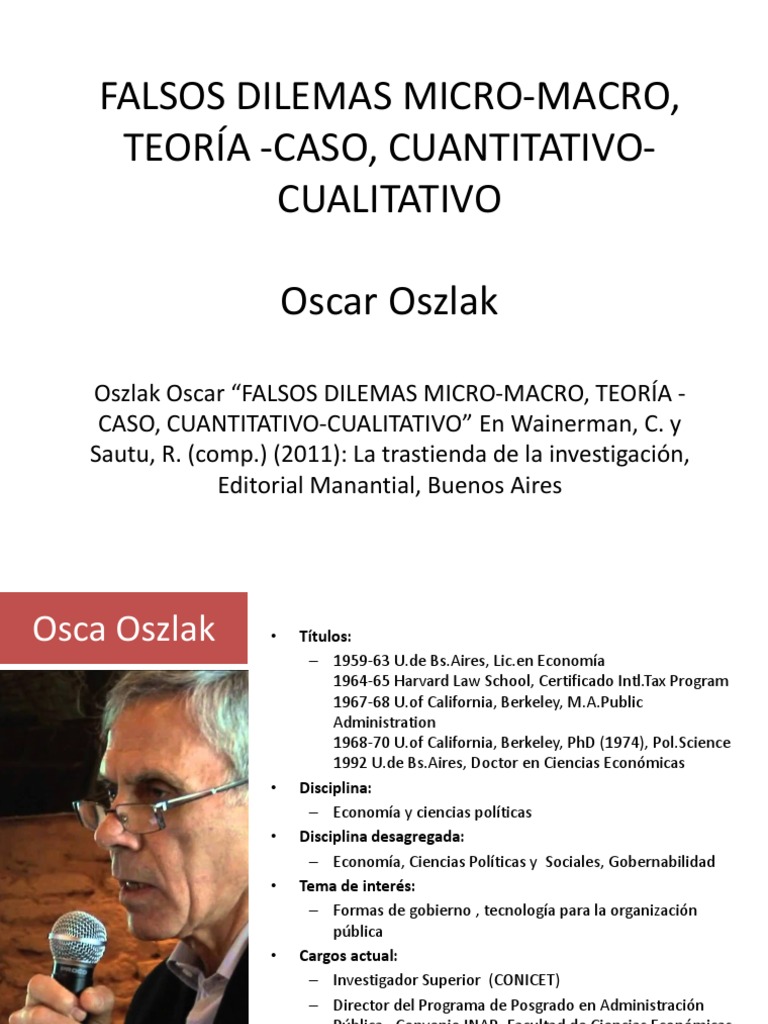 Presentación Falsos Dilemas Micro-Macro, Teoría - Caso, Cuantitativo-Cualitativo | PDF | Teoría ...