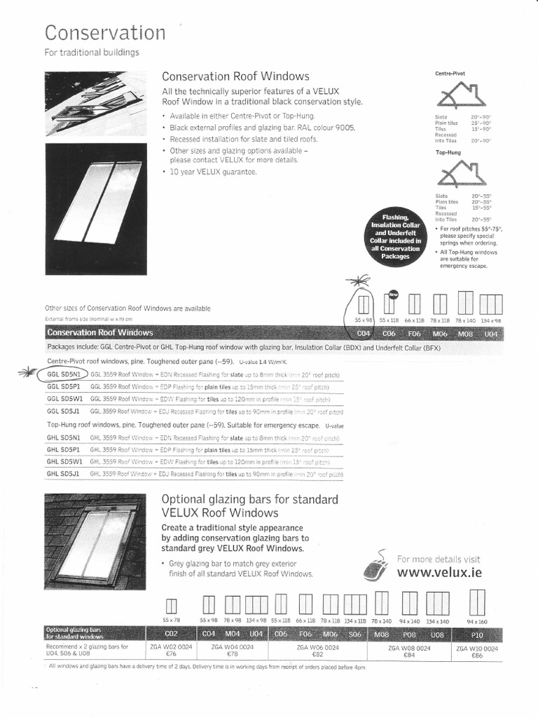 Conservation Roof Lights by Velux | PDF | Slate | Roof