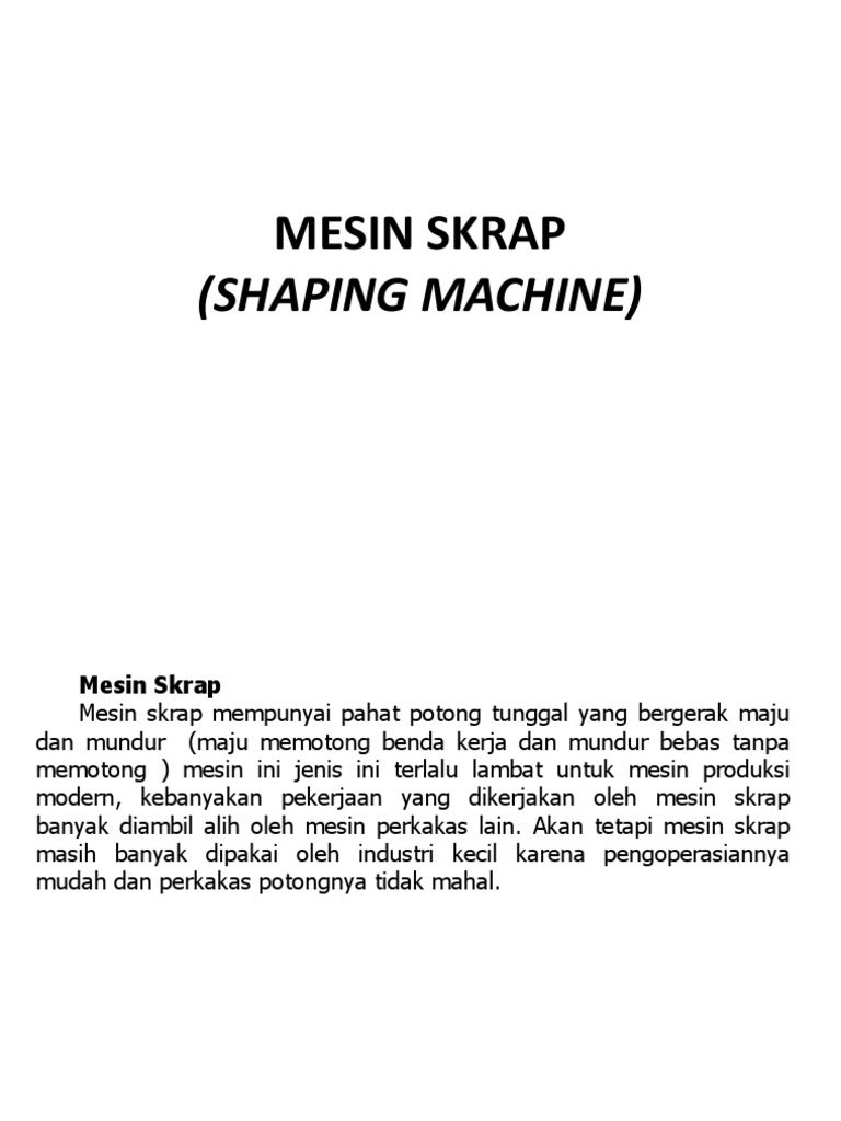 Mesin Skrap (Shaping Machine) | PDF