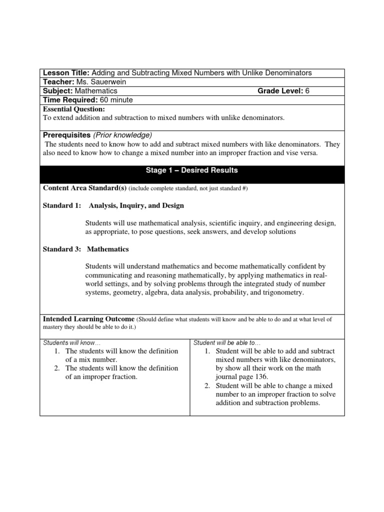 Mixed Numbers: Adding & Subtracting Guide | PDF | Fraction (Mathematics ...