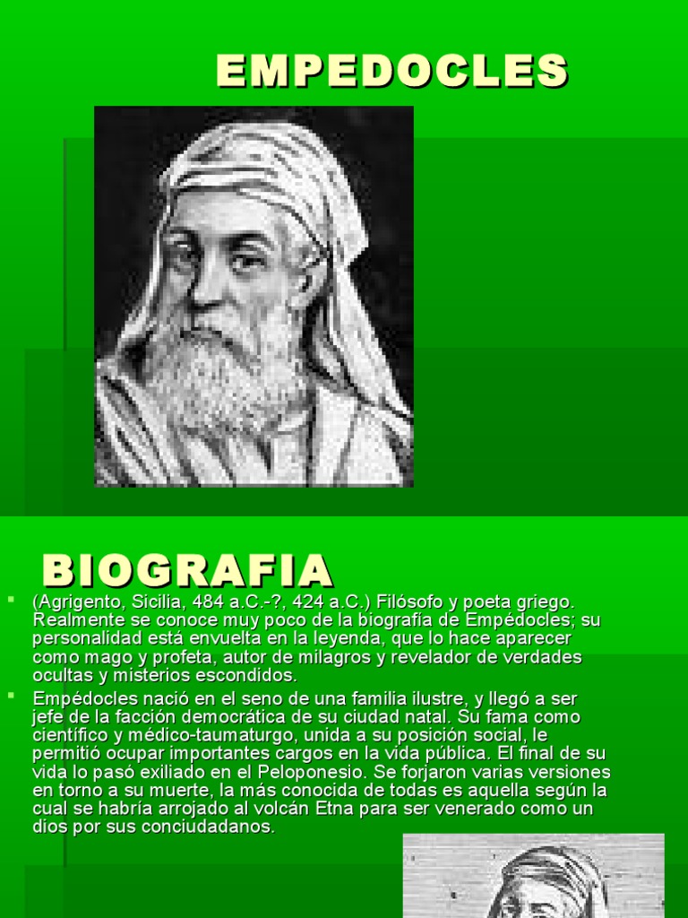 Biografía y aportaciones de Empédocles | PDF | Science | Ciencia filosófica