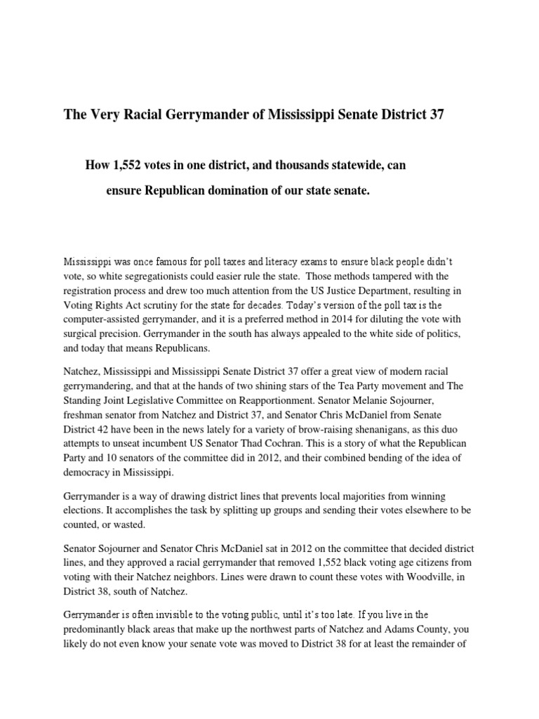 The Very Racial Gerrymander of Mississippi Senate District 37 | PDF ...
