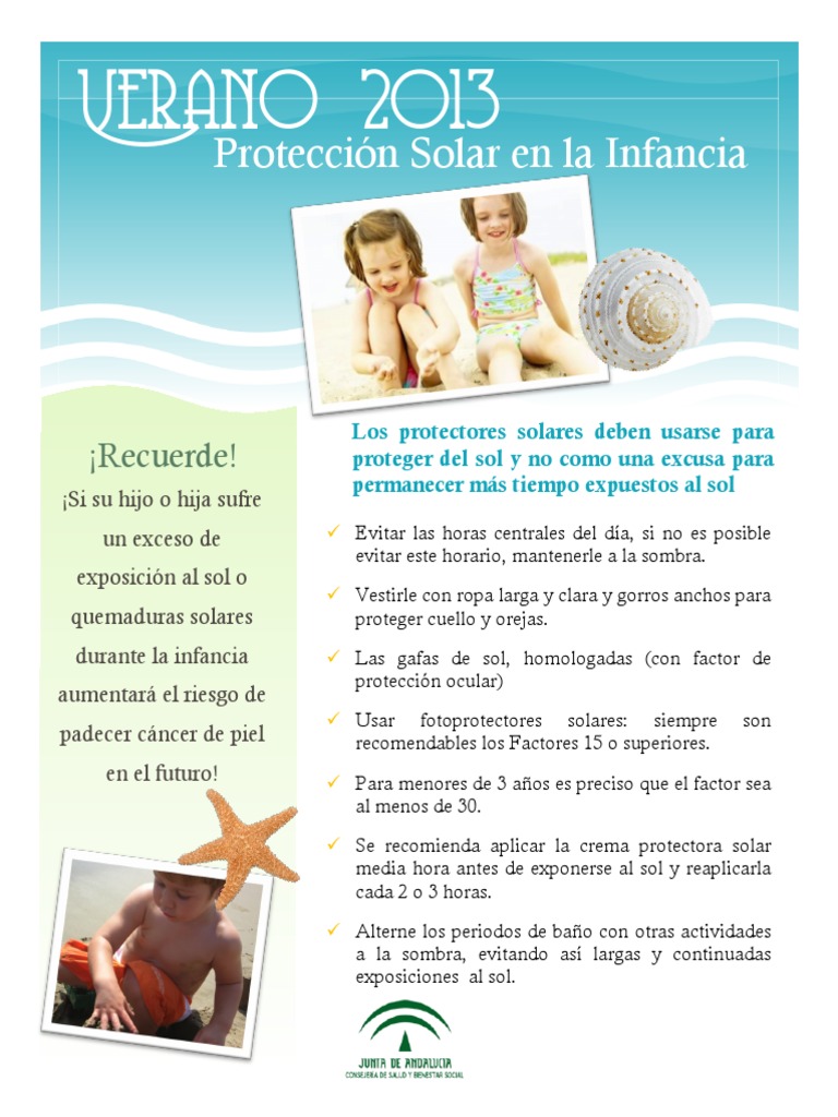 Protección solar para niños en verano | PDF