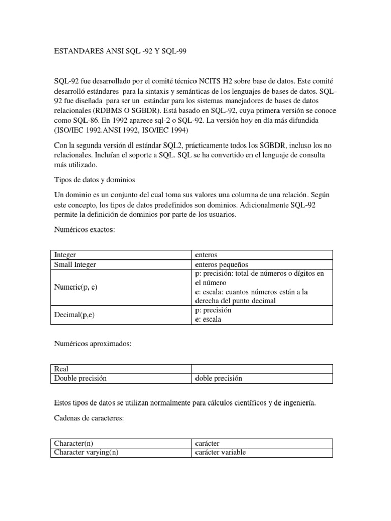 SQL 92 89 | PDF | SQL | Software de gestión de datos