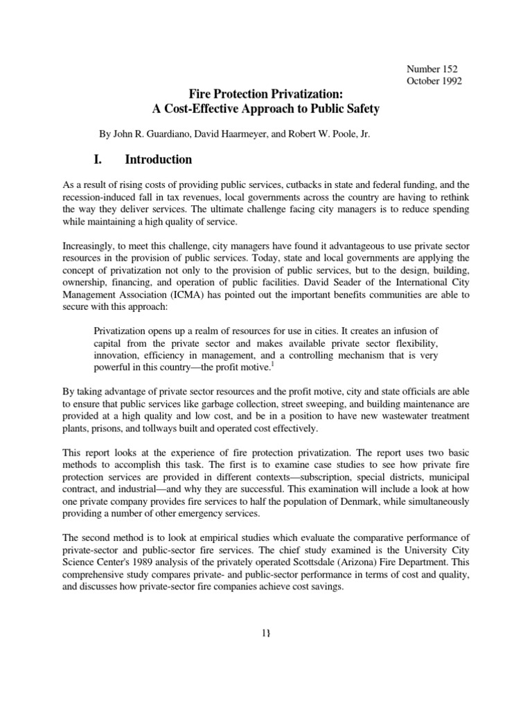 Fire Protection Privatization: A Cost-Effective Approach To Public ...