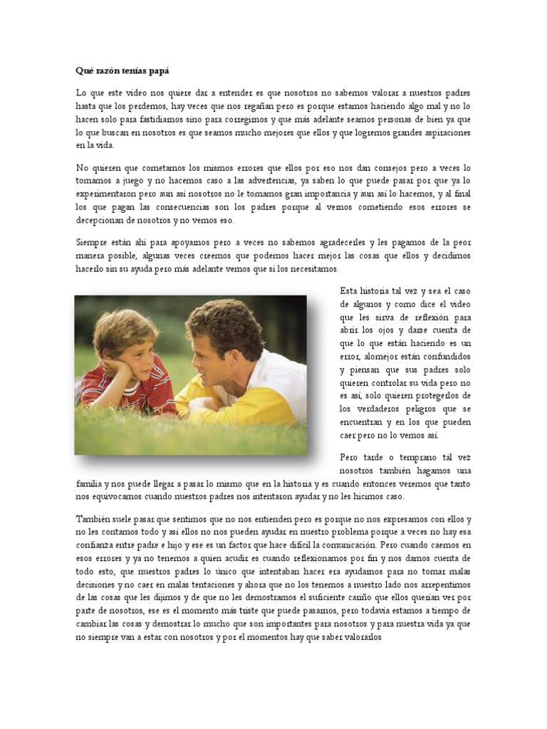 Qué Razón Tenías Papá | PDF
