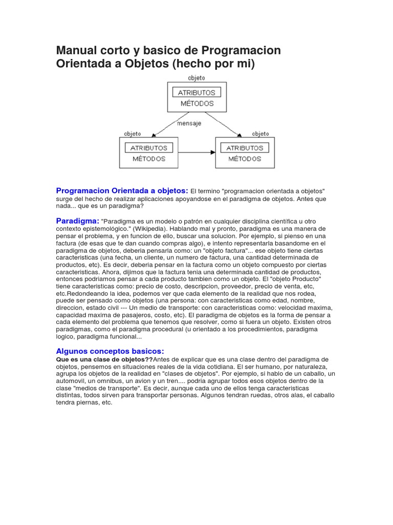 Manual Corto y Basico de Programacion Orientada A Objetos | PDF ...