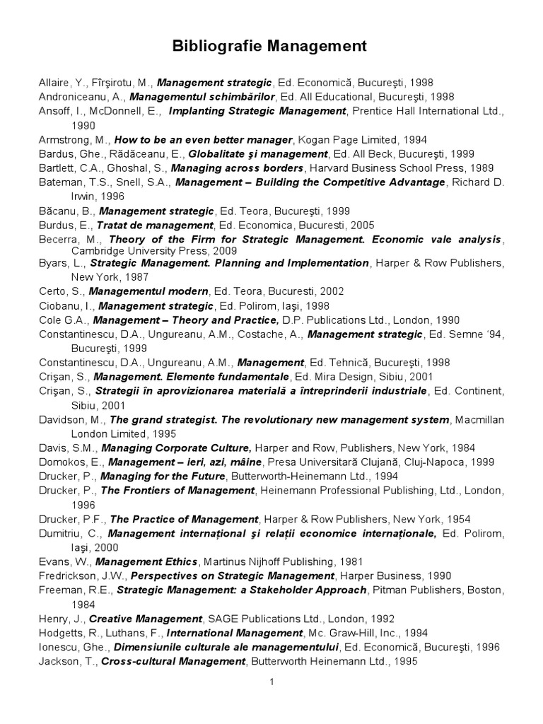 Management Bibliography Overview | PDF
