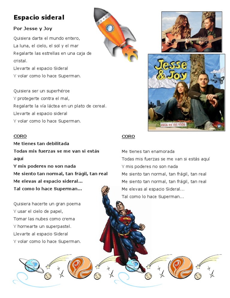 Espacio Sideral: Letra de Jesse y Joy | PDF
