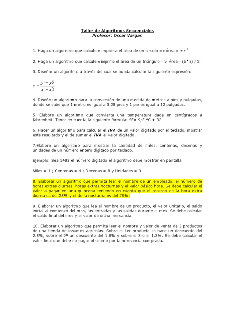 Taller De Algoritmos Básicos Pdf Algoritmos Y Estructuras De Datos Conceptos Matemáticos