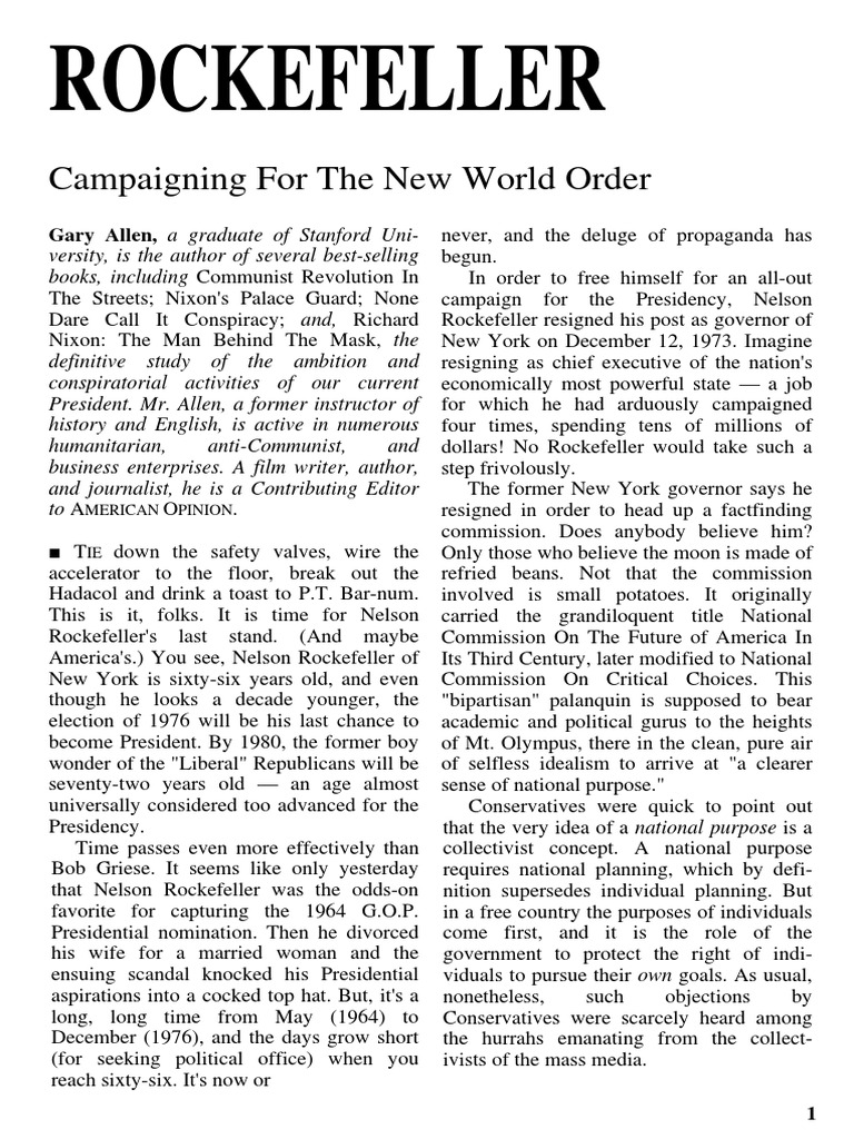 Gary Allen - Rockefeller - Campaigning For The New World Order ...