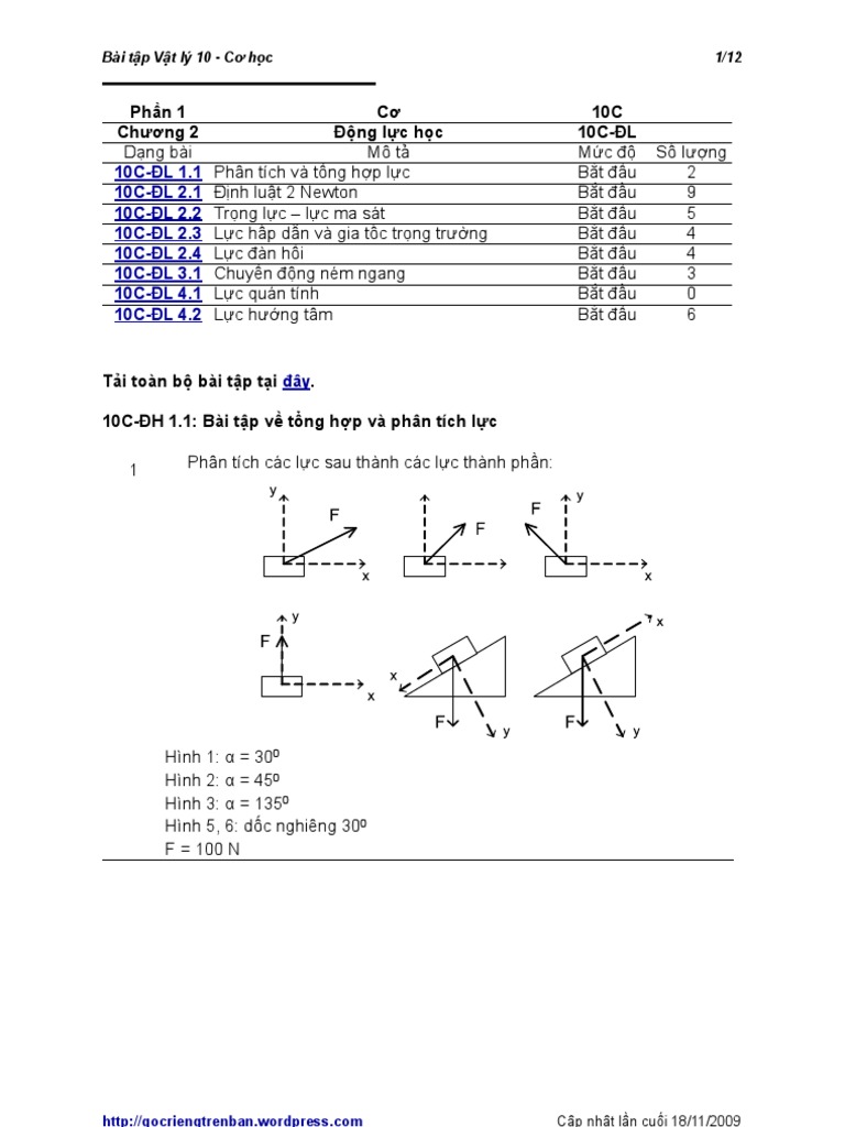 VL10C-ĐL Bài tập động lực học | PDF