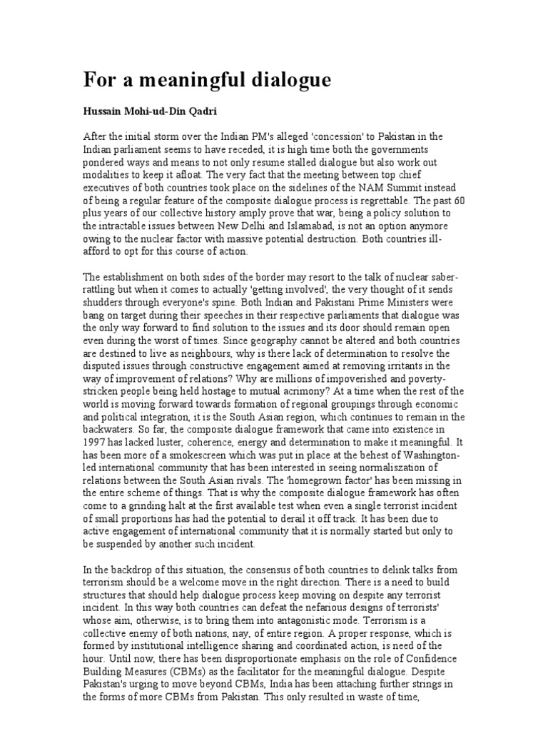 For A Meaningful Dialogue | PDF