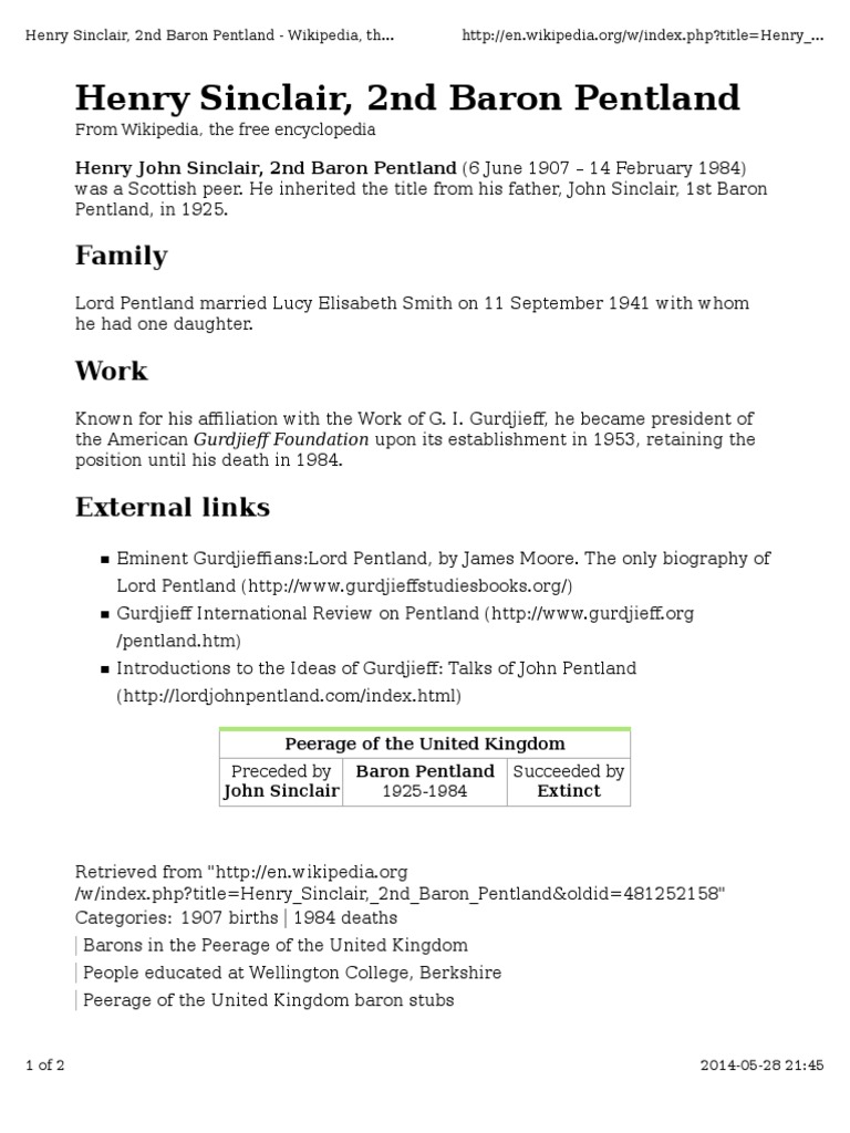 Henry Sinclair, 2nd Baron Pentland | PDF