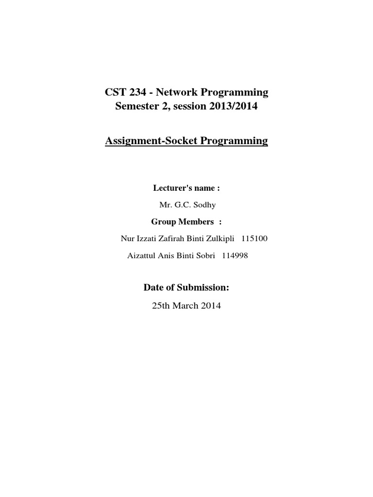 Report of Socket Programming Assignment | PDF | Network Socket | Port (Computer Networking)