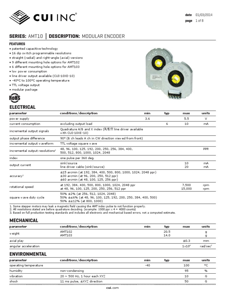 Encoder AMT10-V | PDF | Electrical Engineering | Manufactured Goods