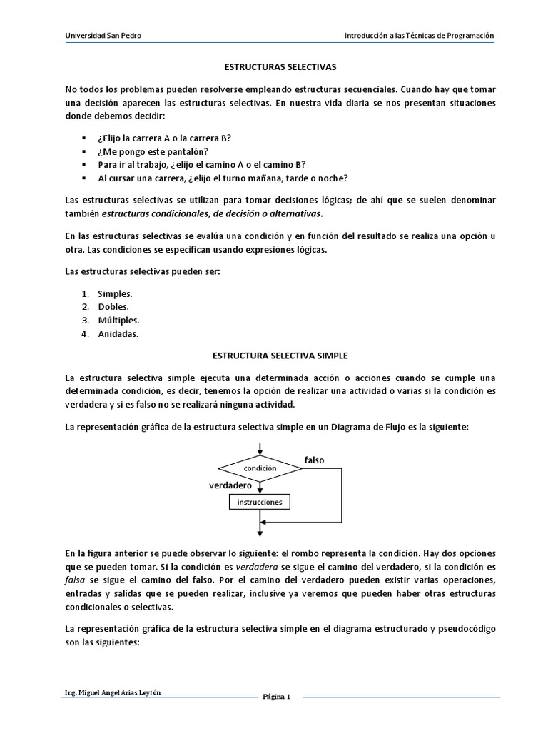 Sesion 04A - Estructura Selectiva Simple | PDF | Algoritmos ...
