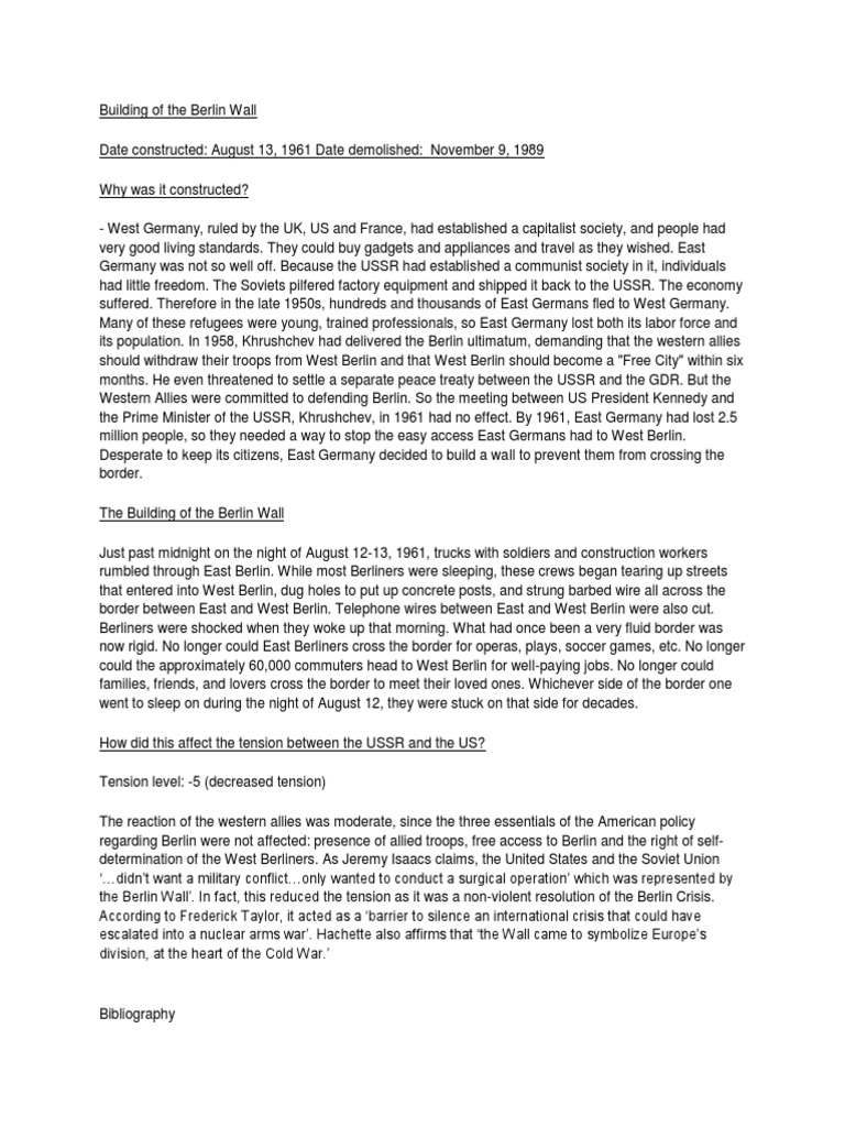 Cold War Notes: Building of The Berlin Wall | PDF | East Germany ...