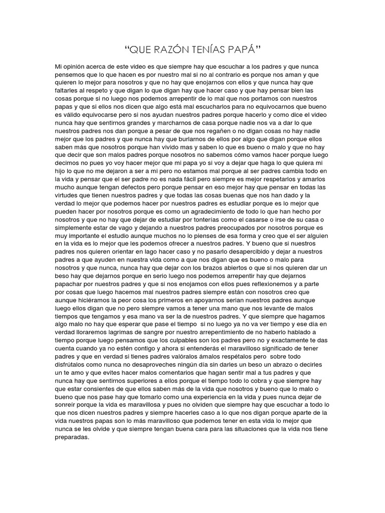 Que Razón Tenías Papá | PDF | Verdad | Certeza