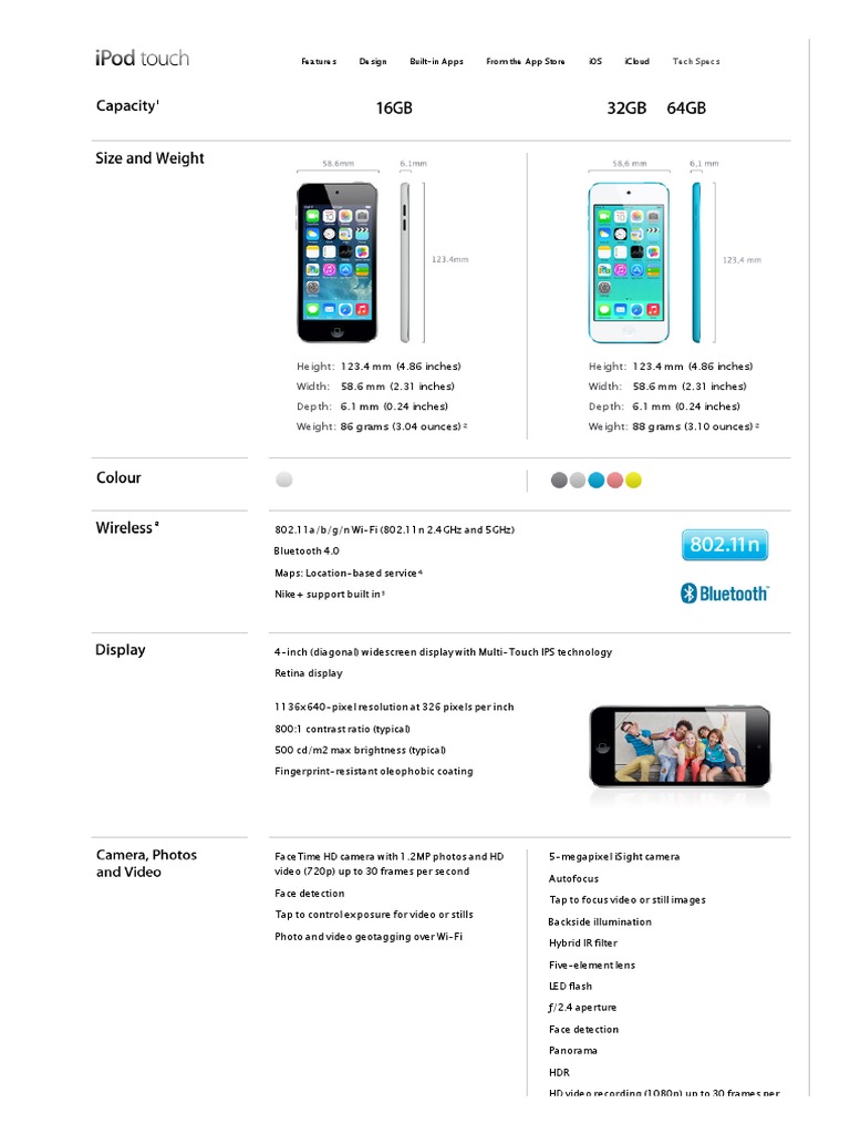 Apple (India) - iPod touch - Technical Specifications.pdf | I Tunes | I Pod