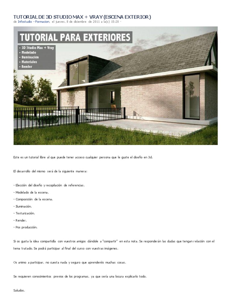 Tutorial de 3d Studio Max (Exterior) | PDF | Renderizado (gráficos de computadora) | Gráficos de ...