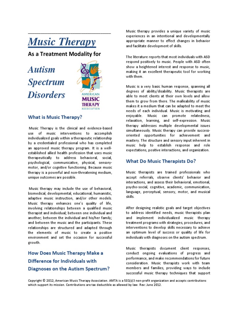 Music Therapy | PDF | Autism Spectrum | Psychotherapy