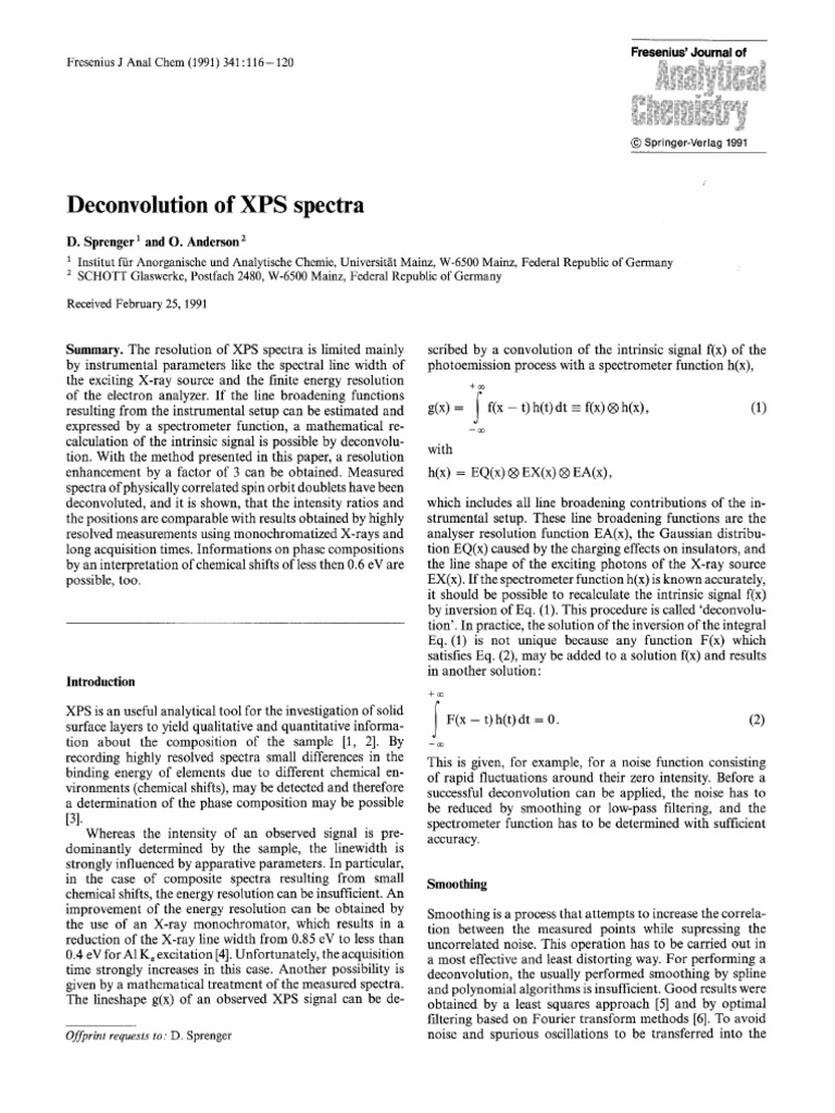 Deconvolution XPS Spectra | PDF | X Ray Photoelectron Spectroscopy | Optics